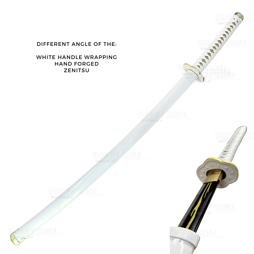 Hand Forged Katana - Zenitsu Agatsuma Sword - White Wrapping Handle ...