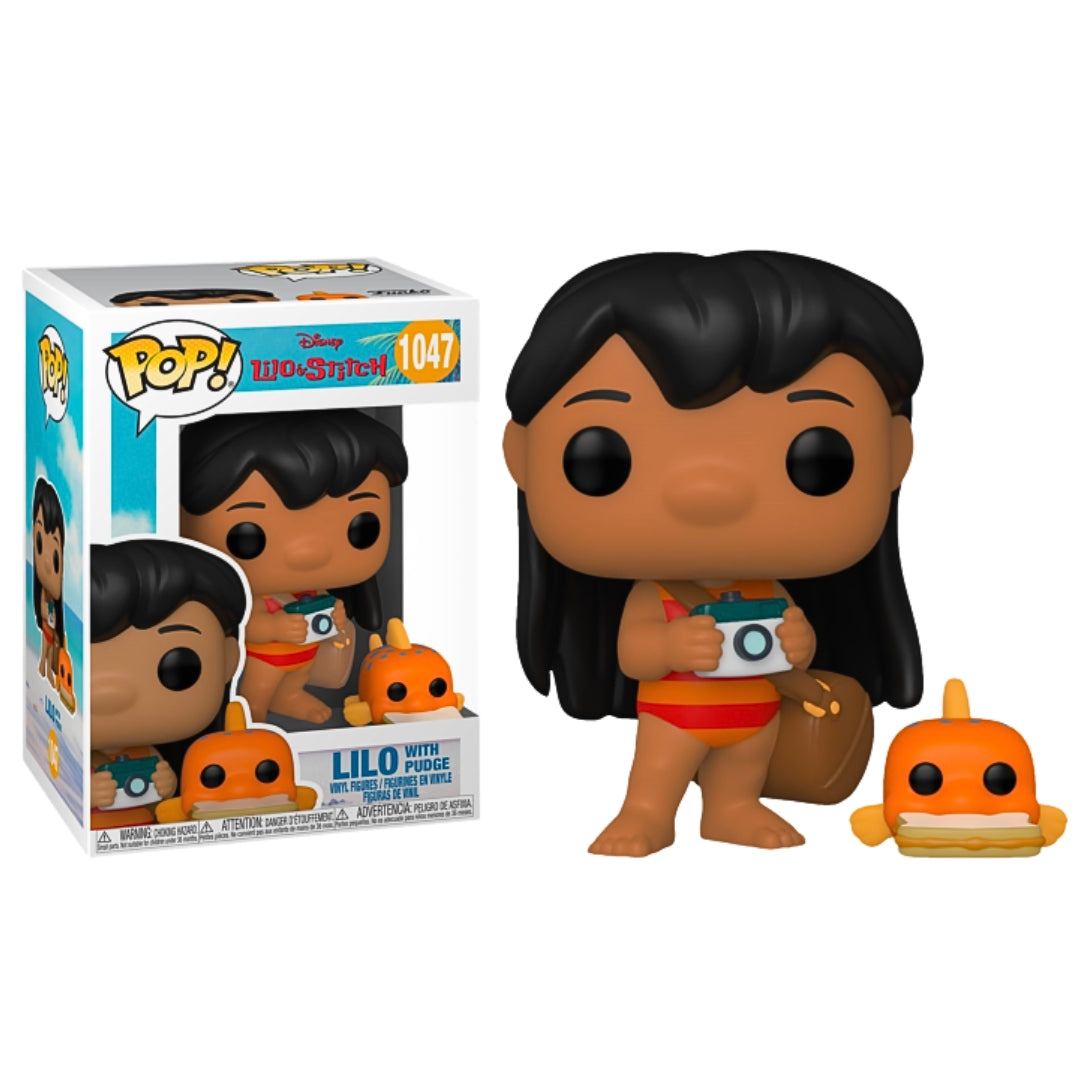 Lilo & Stitch – Lilo in Red Swimsuit Holding Camera with Pudge the Fis ...